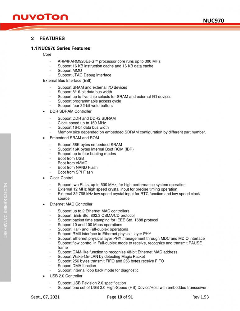NUC970 datasheet page 10