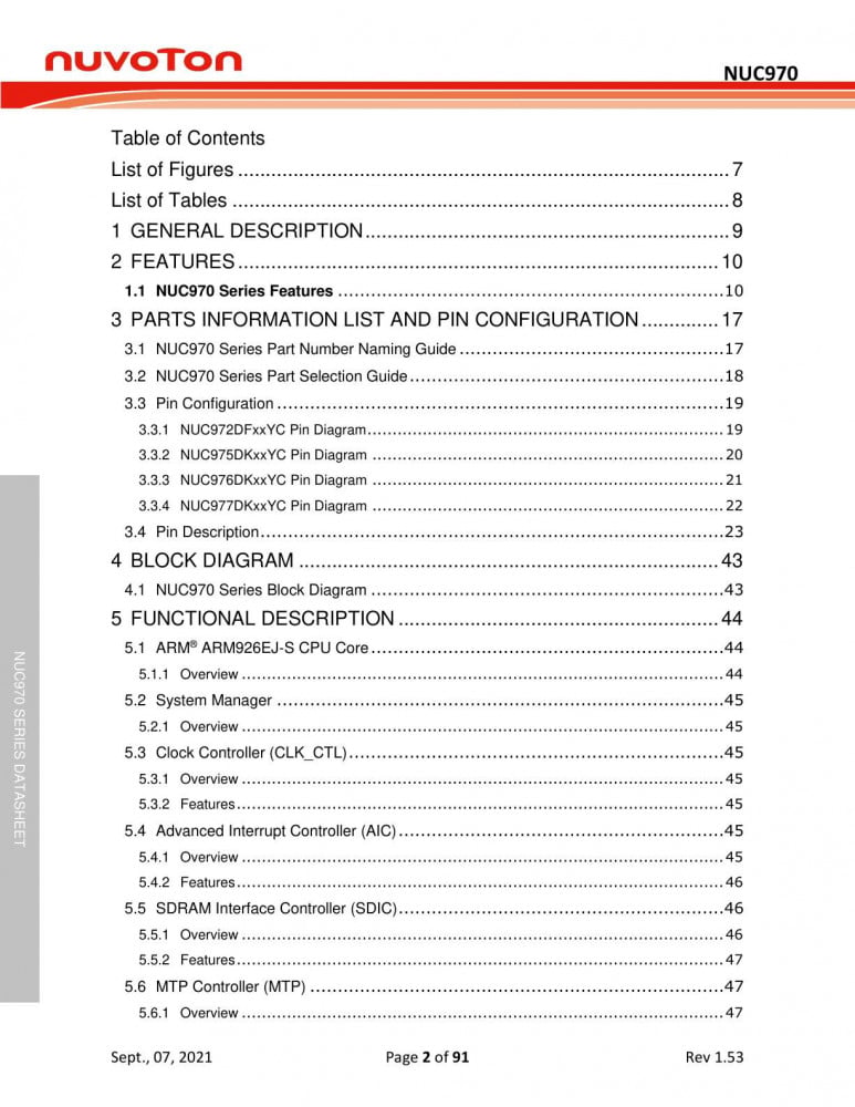 NUC970 datasheet page 2