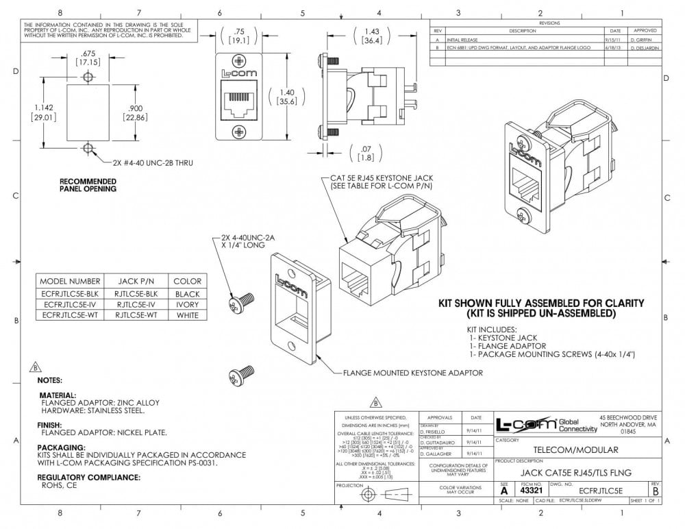 L-com ECFRJTLC5E technical drawing preview