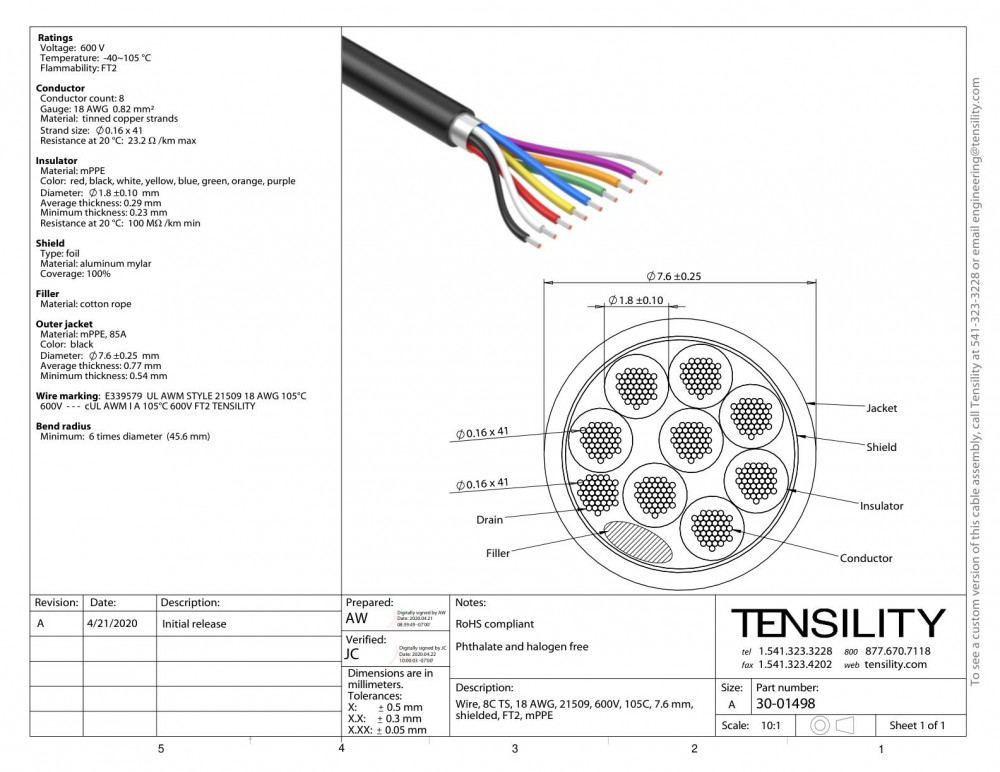 Tensility International 30-01498 product drawing