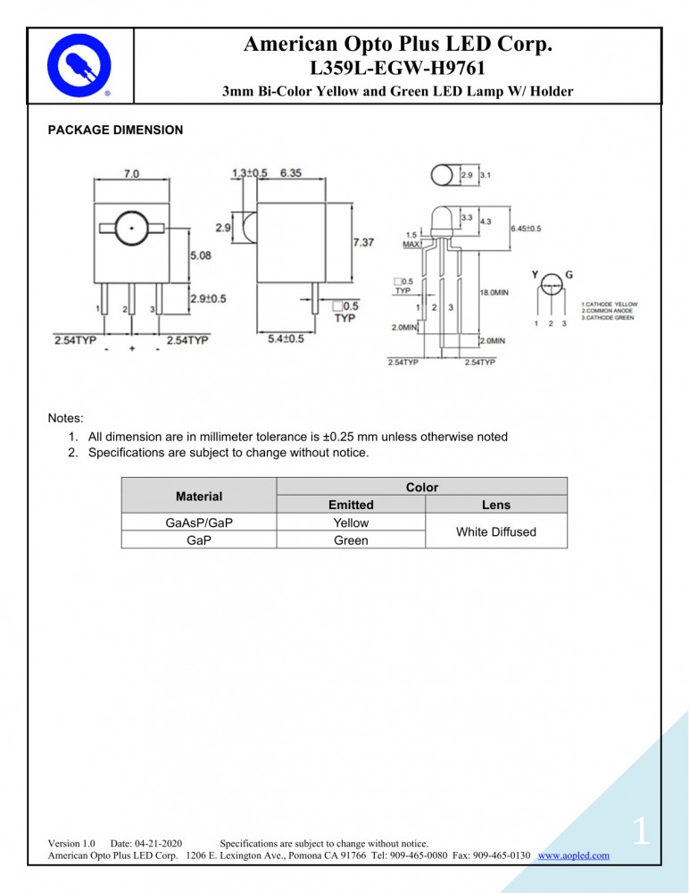 L359L-EGW-H9761 datasheet page 1