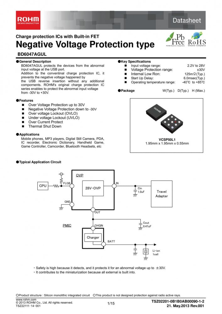 BD6047AGUL-E2 datasheet page 1
