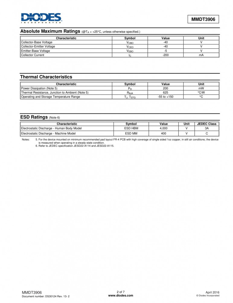 MMDT3906-7-F datasheet page 2