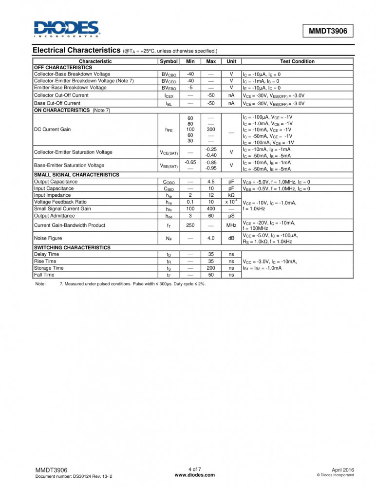 MMDT3906-7-F datasheet page 4