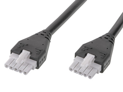 Mini-Fit Jr. Female-to-Mini-Fit Jr. Female Off-the-Shelf (OTS) Overmolded Cable Assembly, Single Row, 180.00mm Length, 5 Circuits, Black for sale