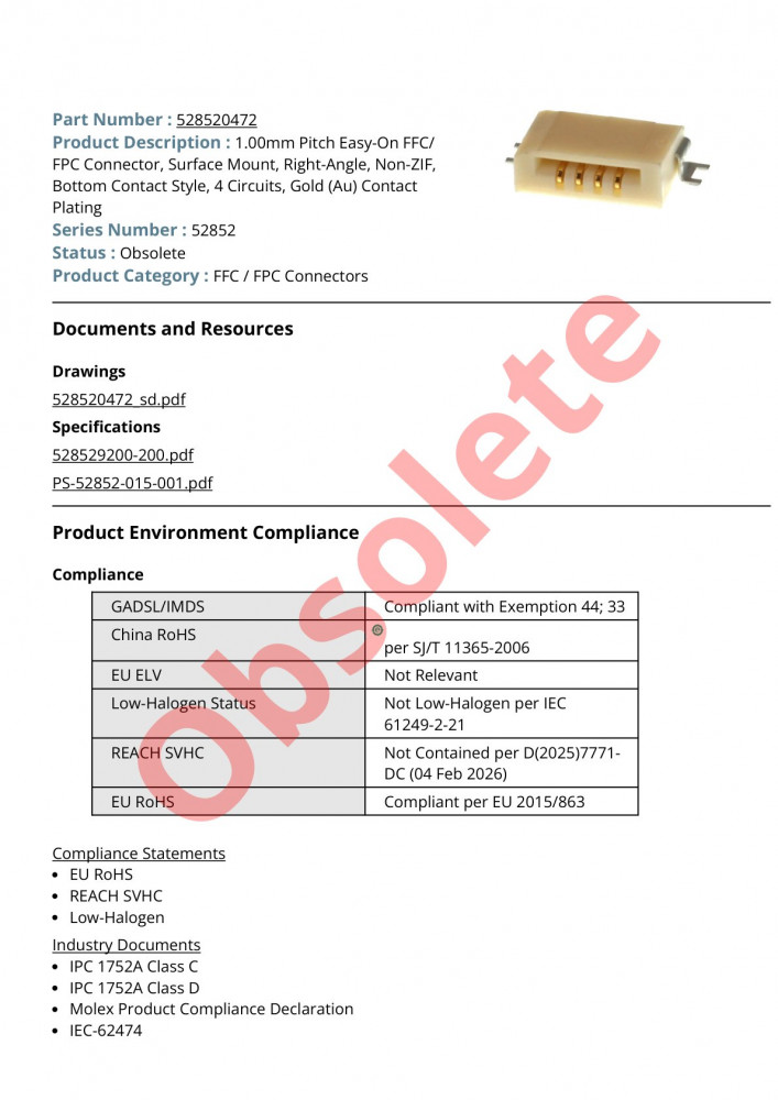 MOLEX 528520472 technical document preview, page 1