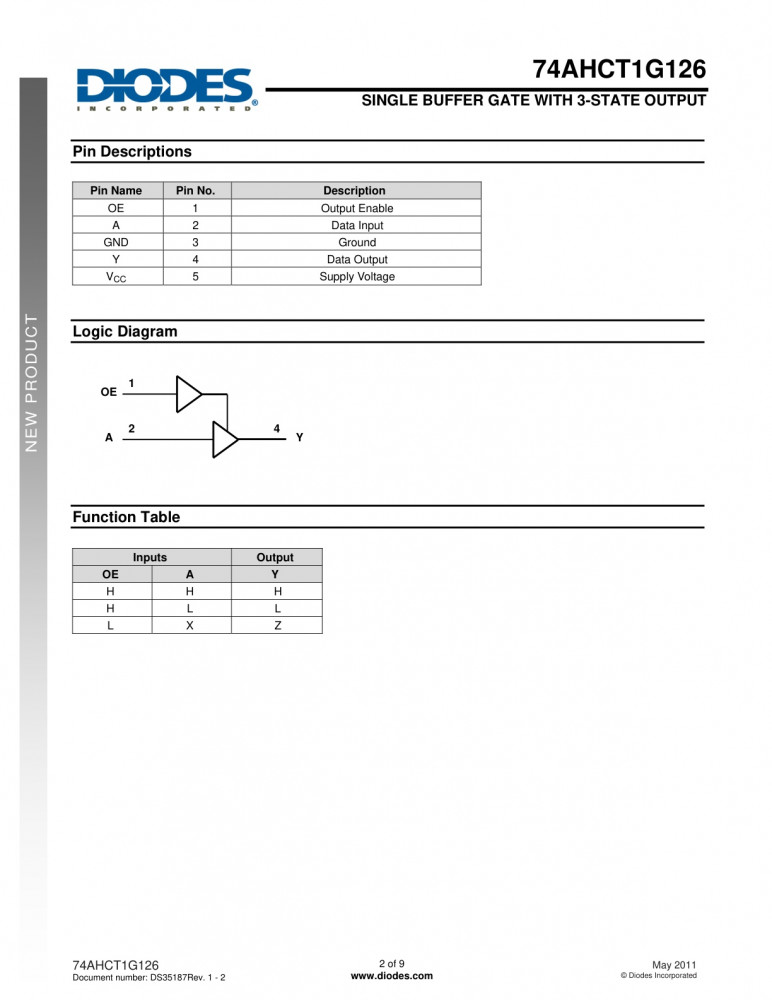 74AHCT1G126 datasheet page 2