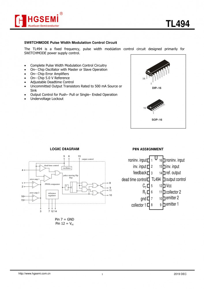 TL494M/TR technical document page 1