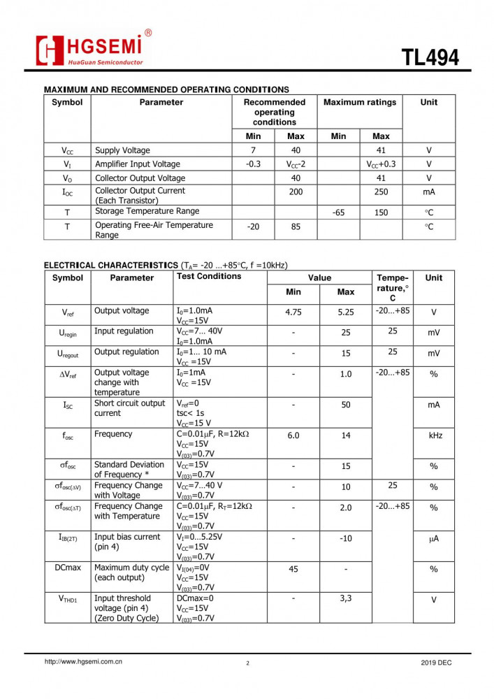 TL494M/TR technical document page 2
