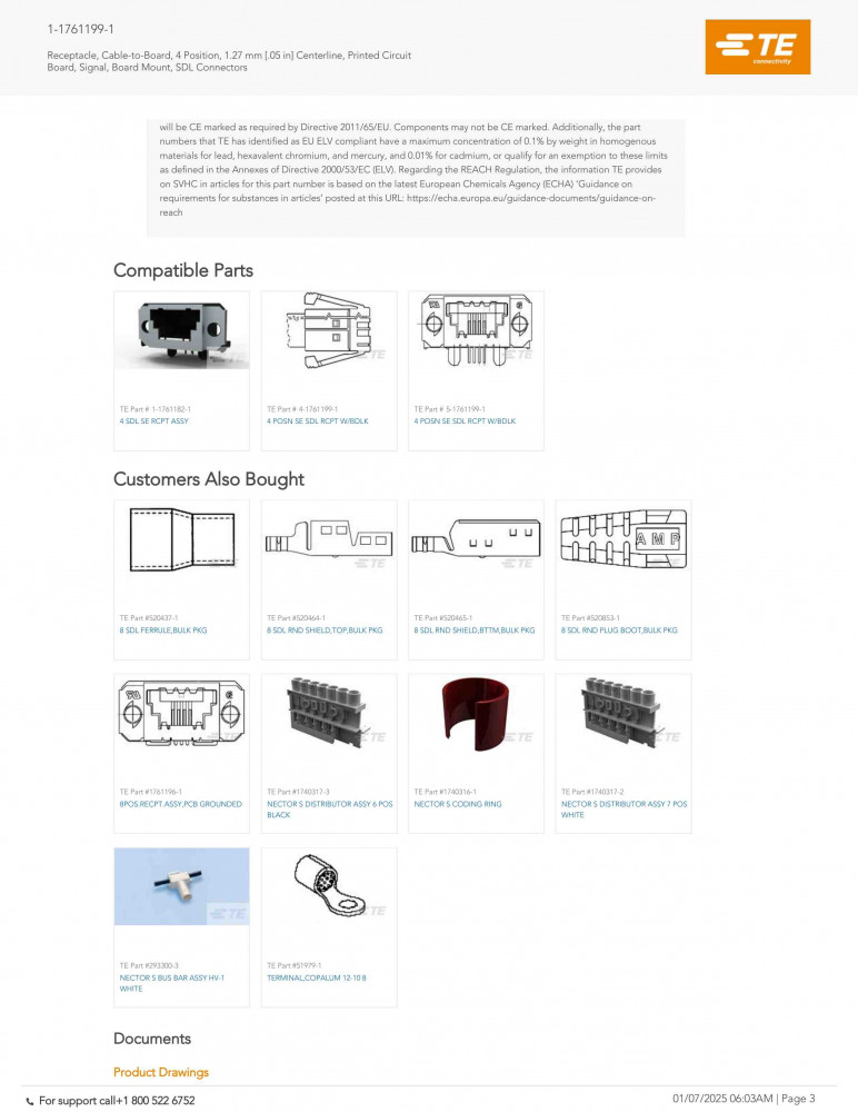 TE Connectivity 1-1761199-1 technical document page 3