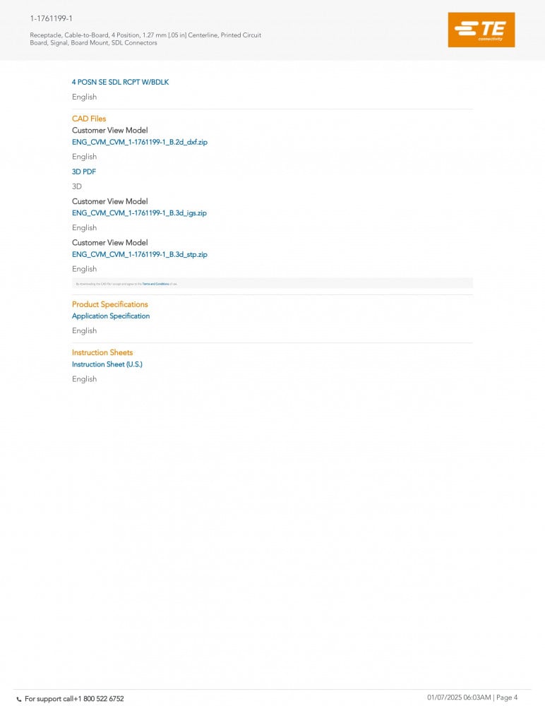 TE Connectivity 1-1761199-1 technical document page 4