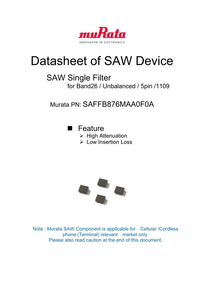 SAFFB876MAA0F0AR1X datasheet page 1