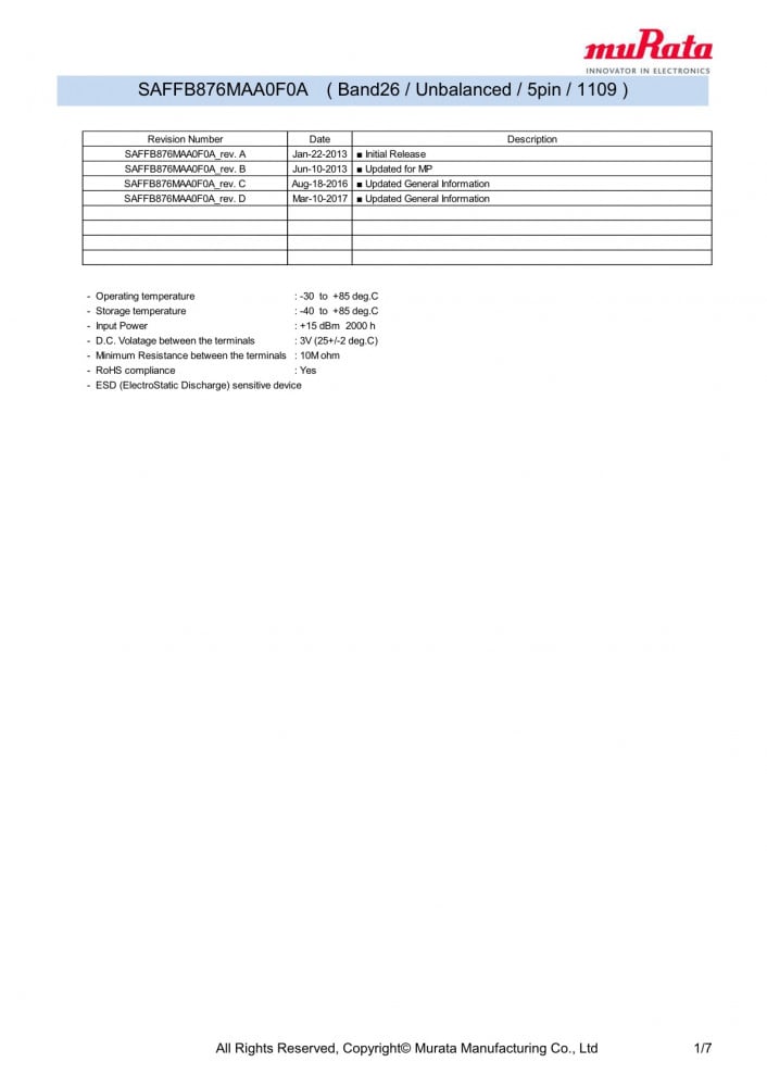 SAFFB876MAA0F0AR1X datasheet page 2