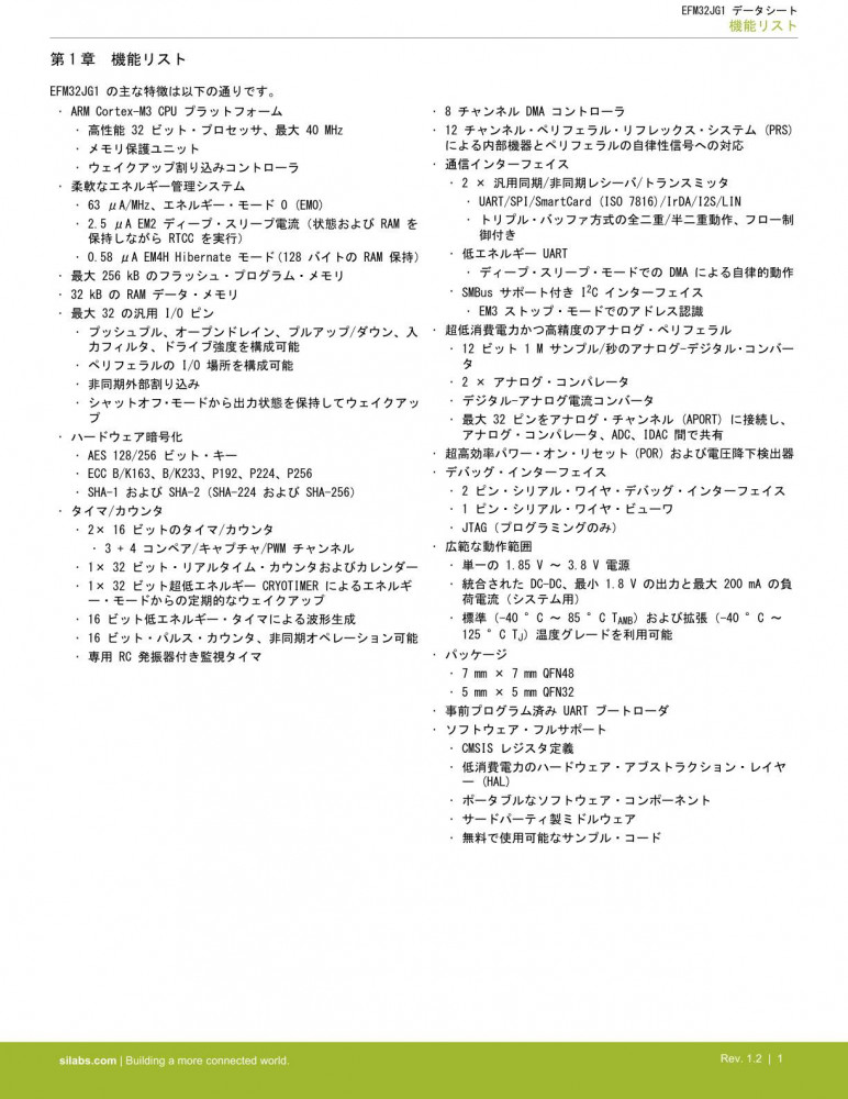 EFM32JG1 datasheet page 2