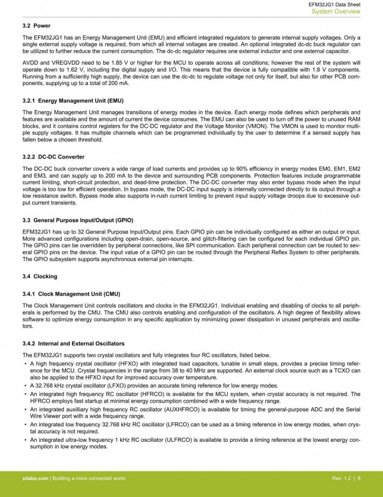 EFM32JG1 datasheet page 8
