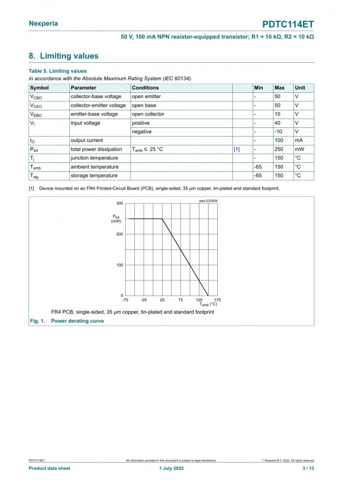PDTC114ET datasheet page 3