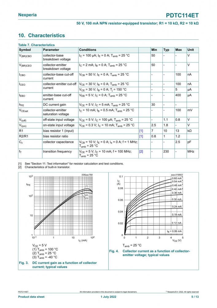 PDTC114ET datasheet page 5