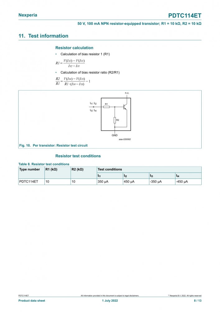 PDTC114ET datasheet page 8