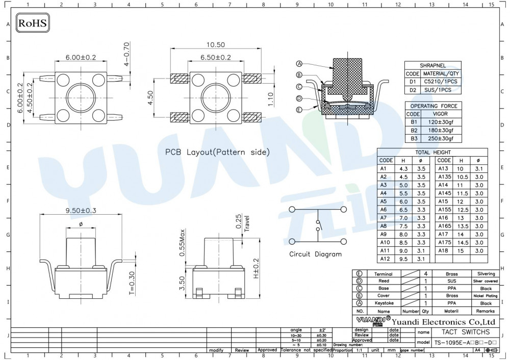 TS-1095E-A10B3-D2 technical drawing page 1