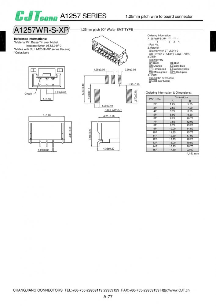 CJT A1257 series technical document page 4