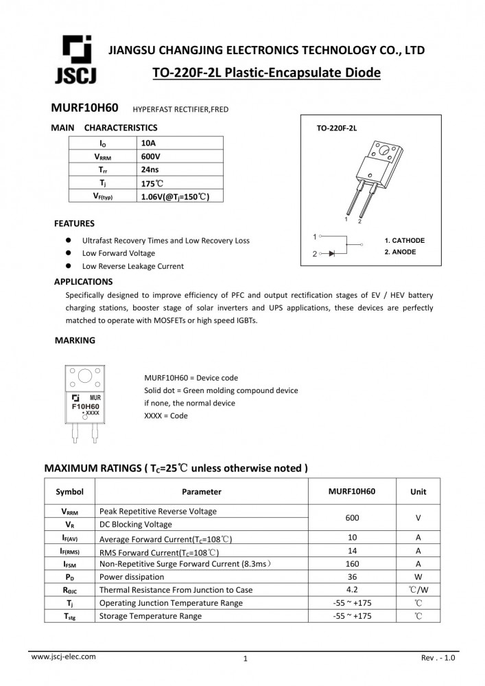 MURF10H60 datasheet page 1