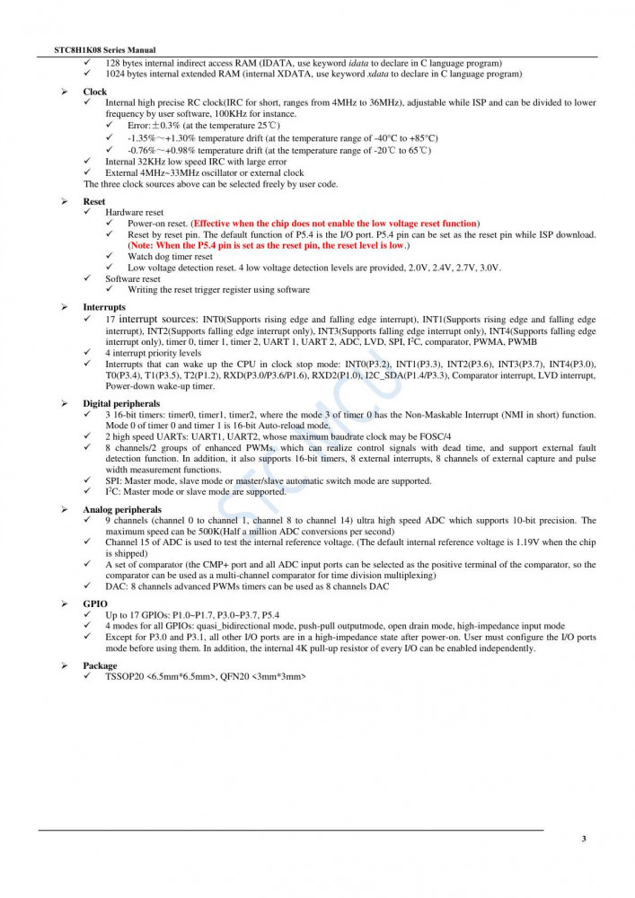 STC8H1K08 document page 3