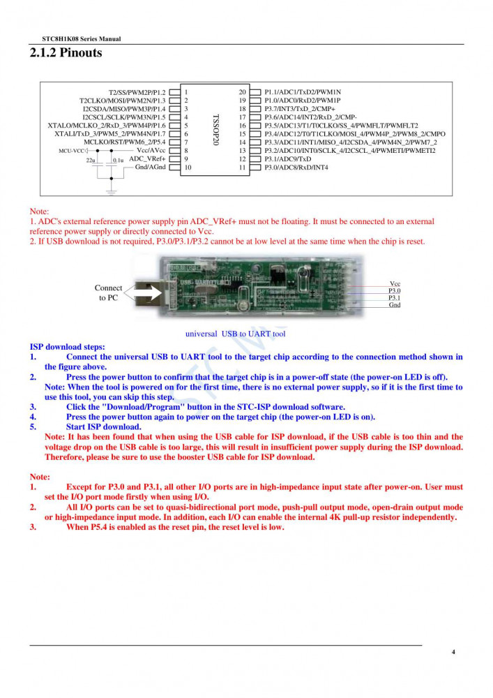 STC8H1K08 document page 4