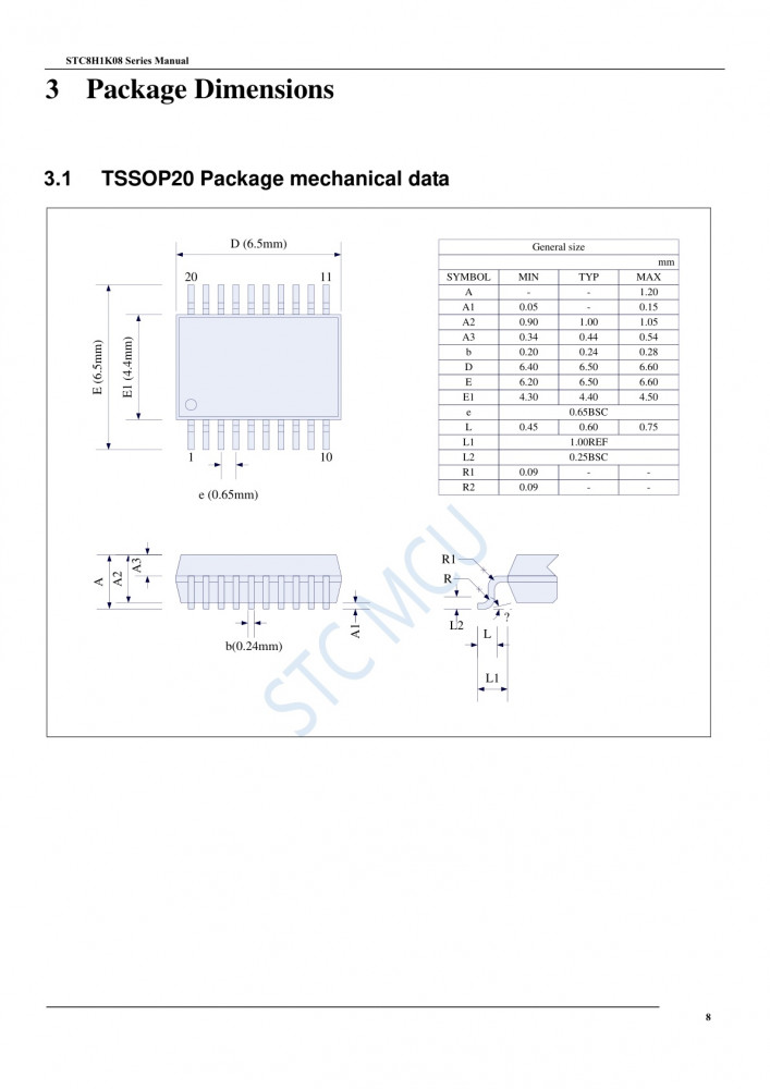 STC8H1K08 document page 8