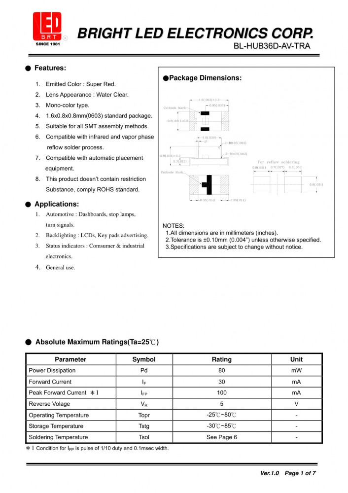 BL-HUB36D-AV-TRA datasheet page 1