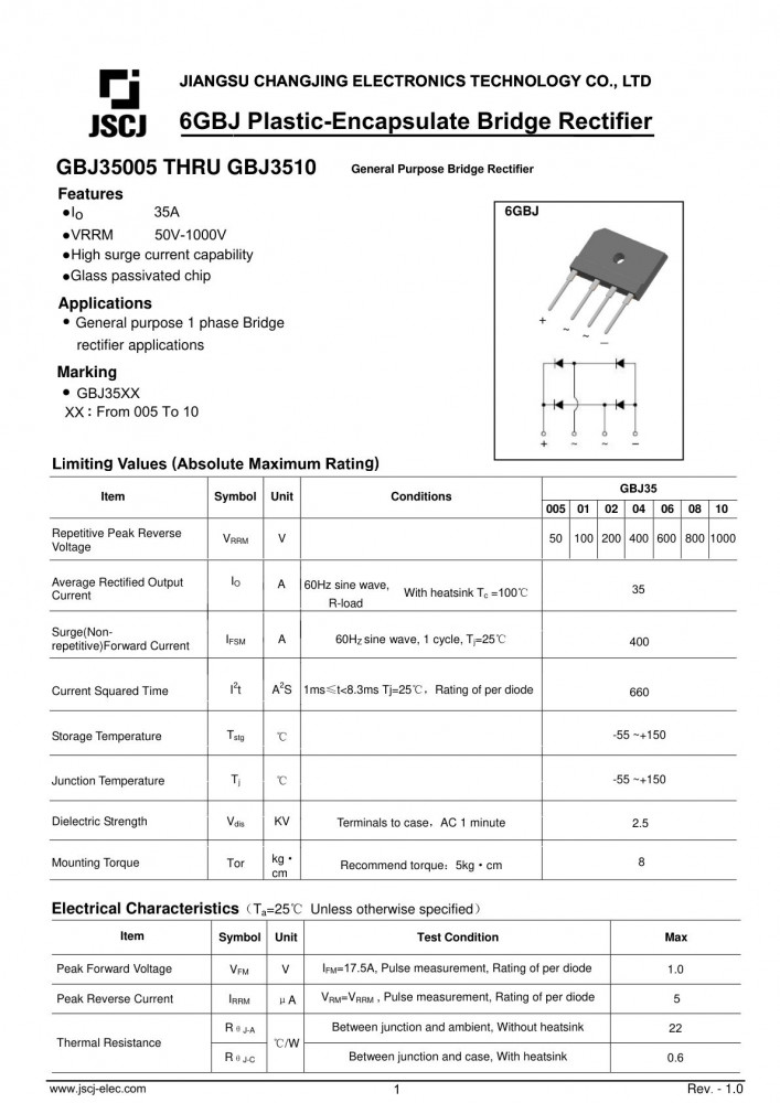 GBJ3501 datasheet page 1