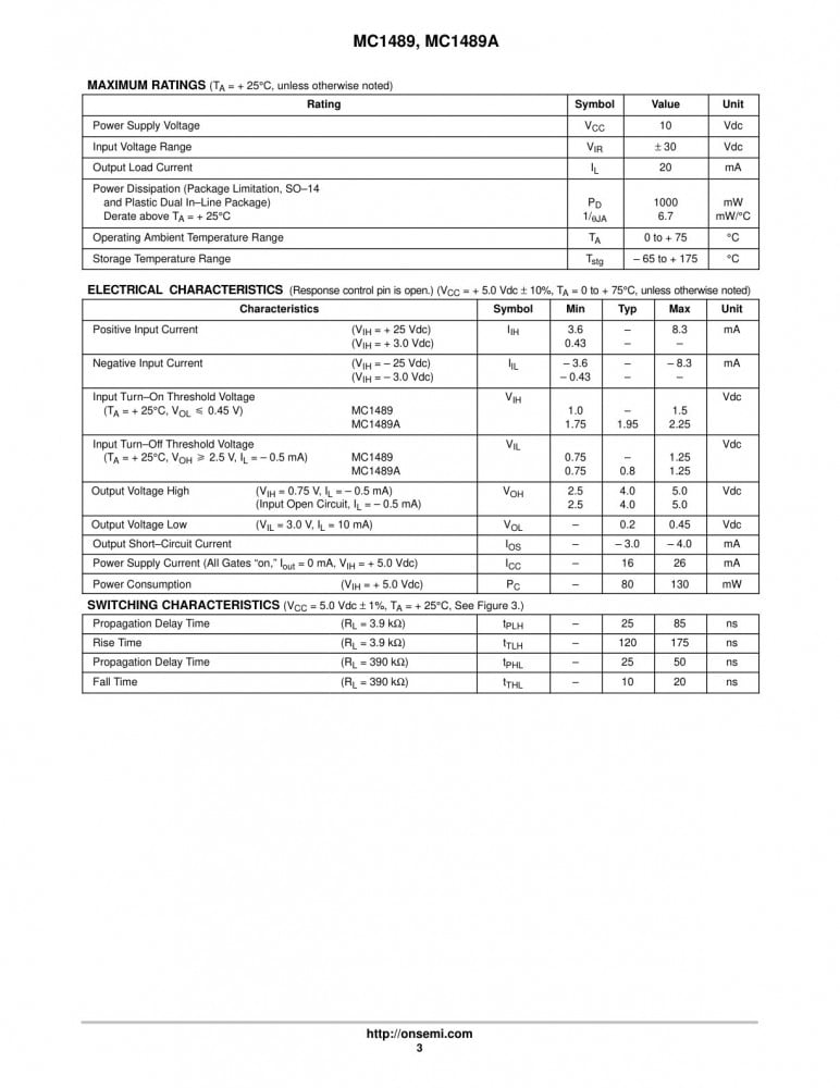 MC1489 datasheet page 3
