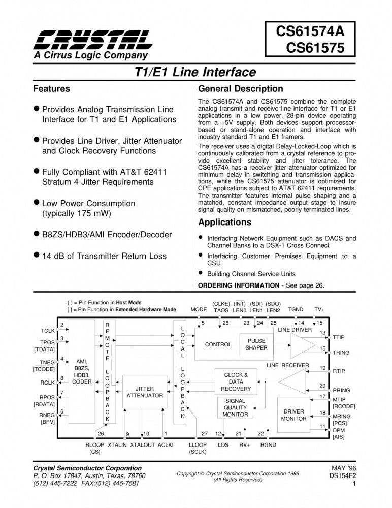 CS61574A-IP1 datasheet page 1