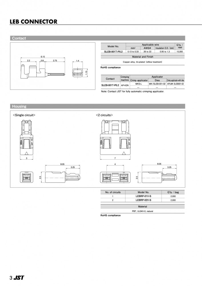 JST LEB connector catalog page 3
