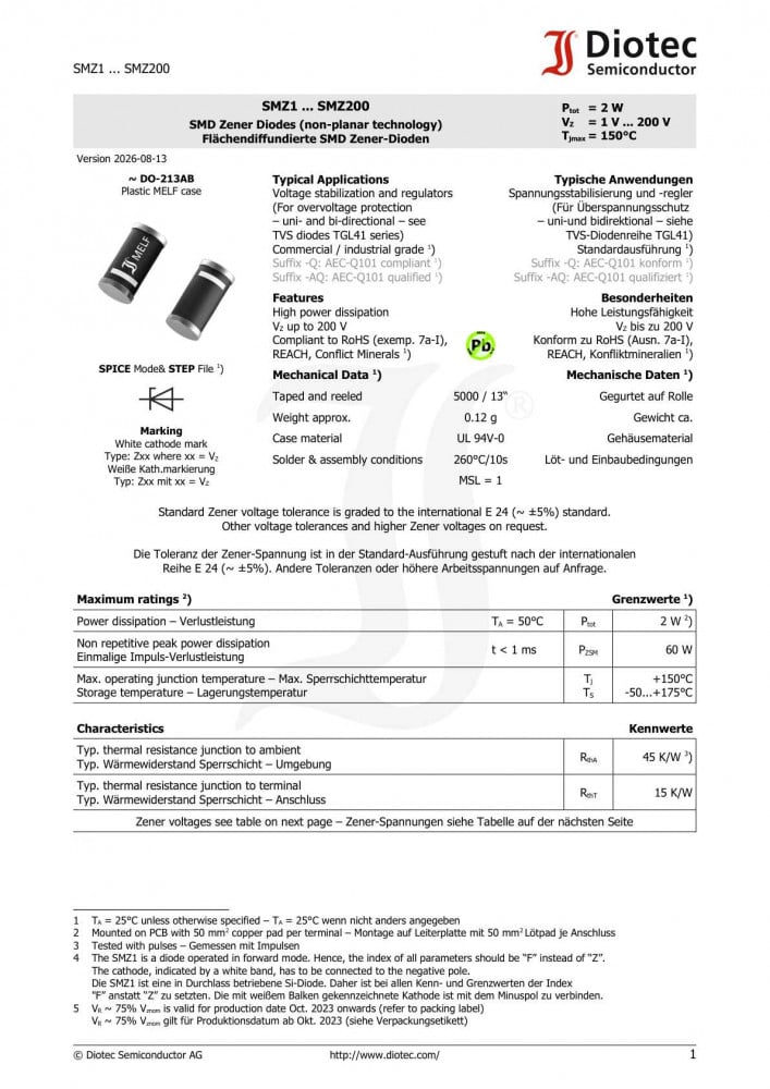 DIOTEC SMZ56 datasheet page 1