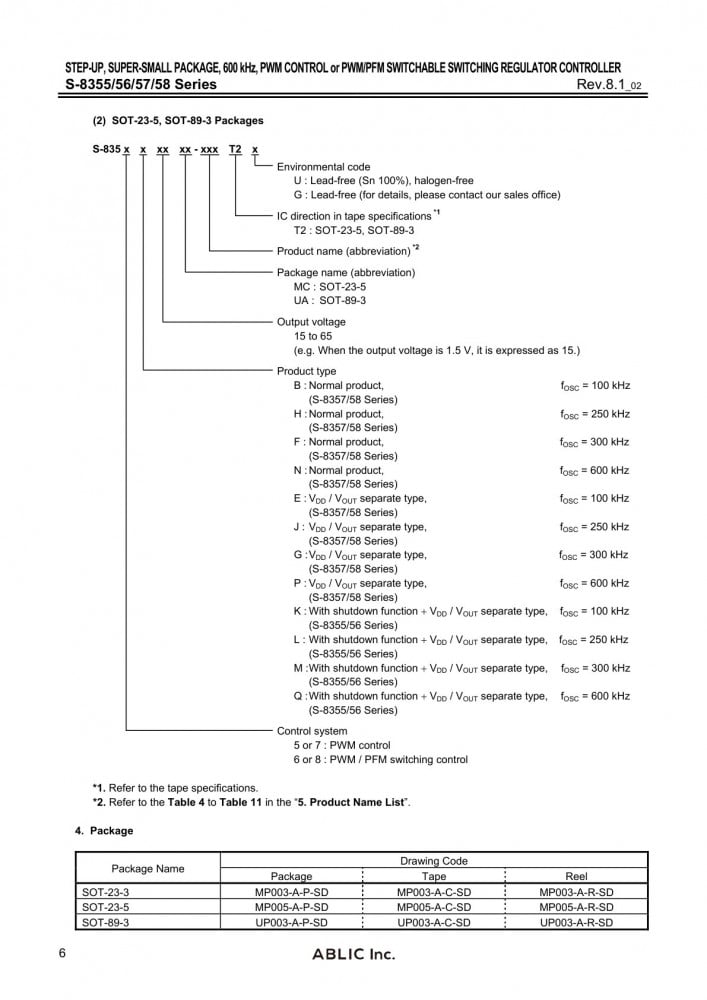 ABLIC S-8357 series datasheet page 6