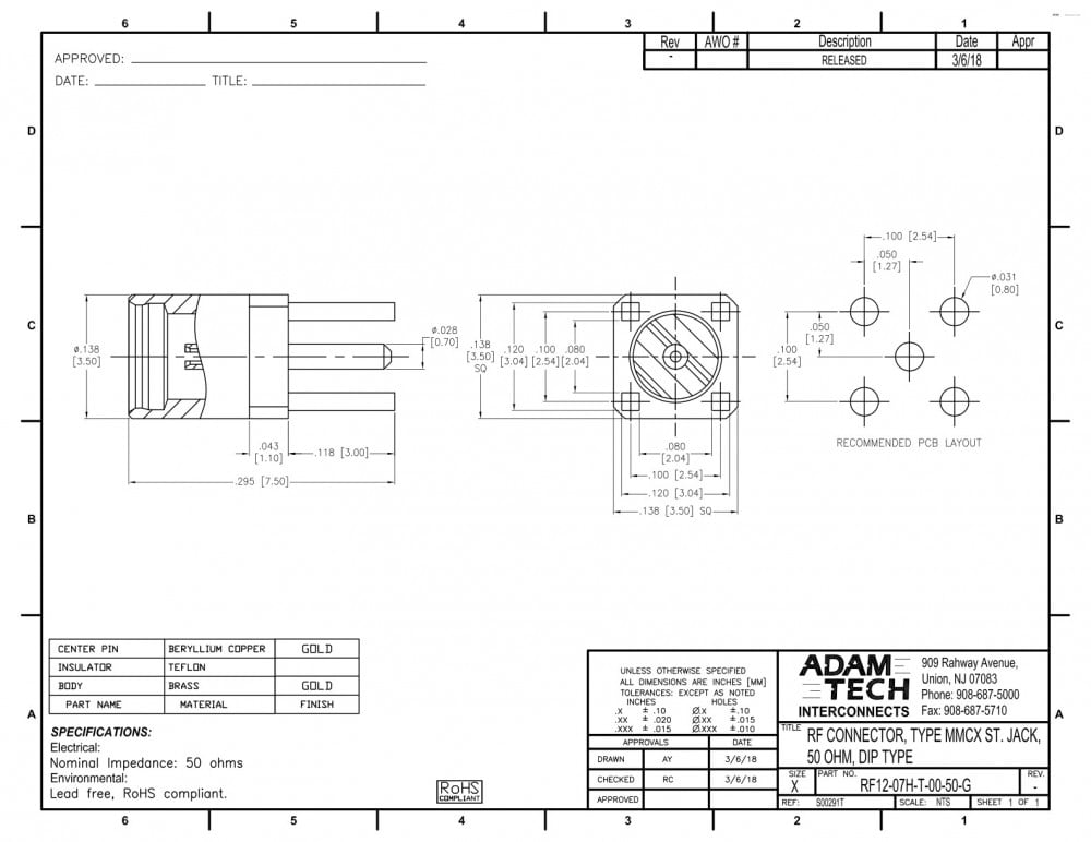 ADAM TECH RF12-07H-T-00-50-G technical drawing preview