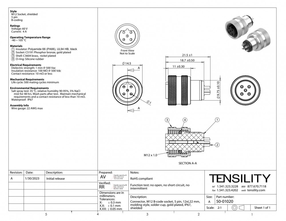 Tensility International 50-01020 product drawing preview