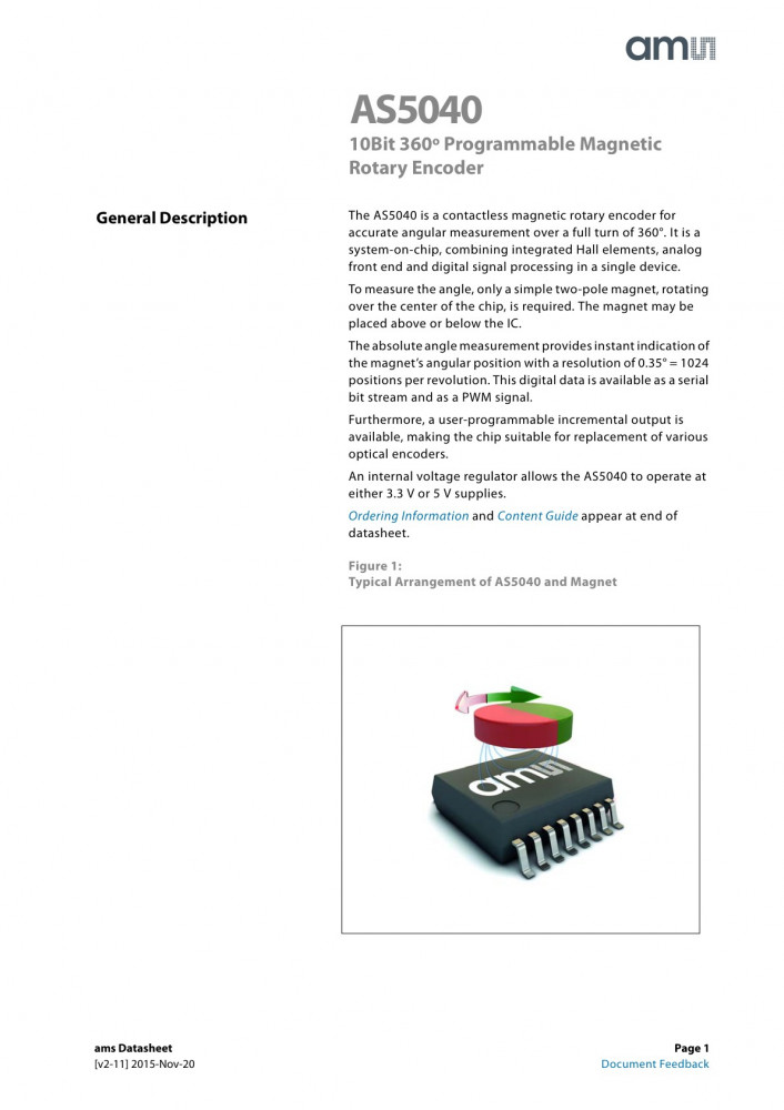 AS5040 datasheet preview, page 1