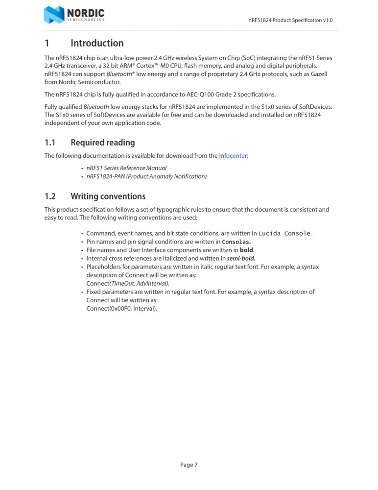 NRF51824 datasheet page 7
