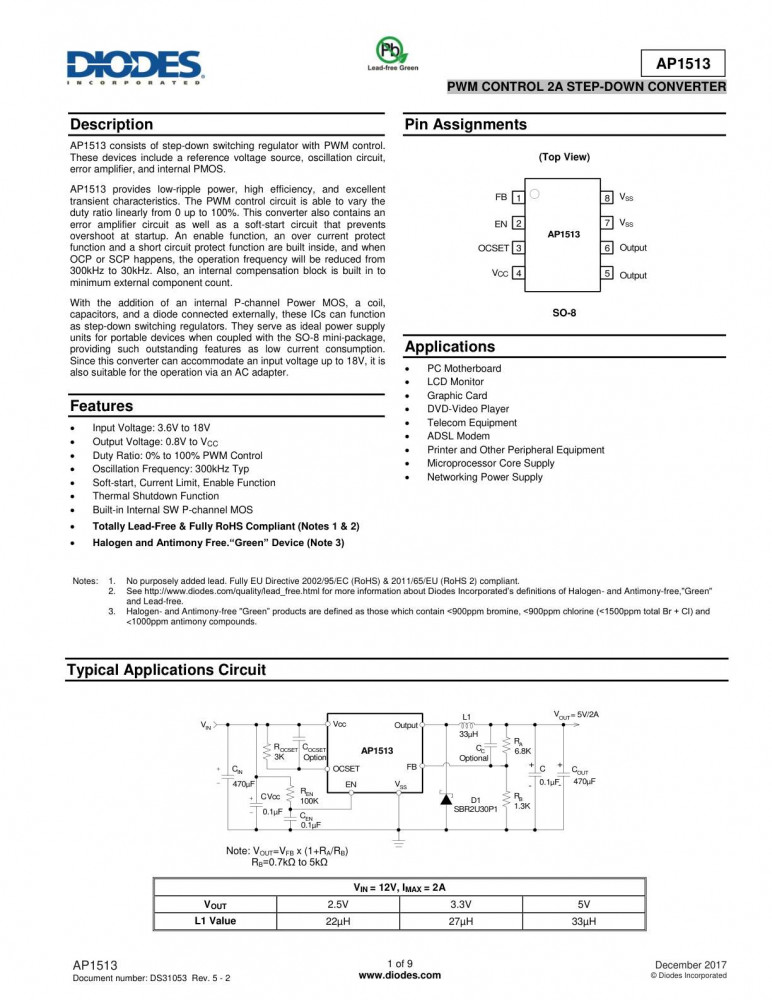 AP1513SG-13 datasheet page 1