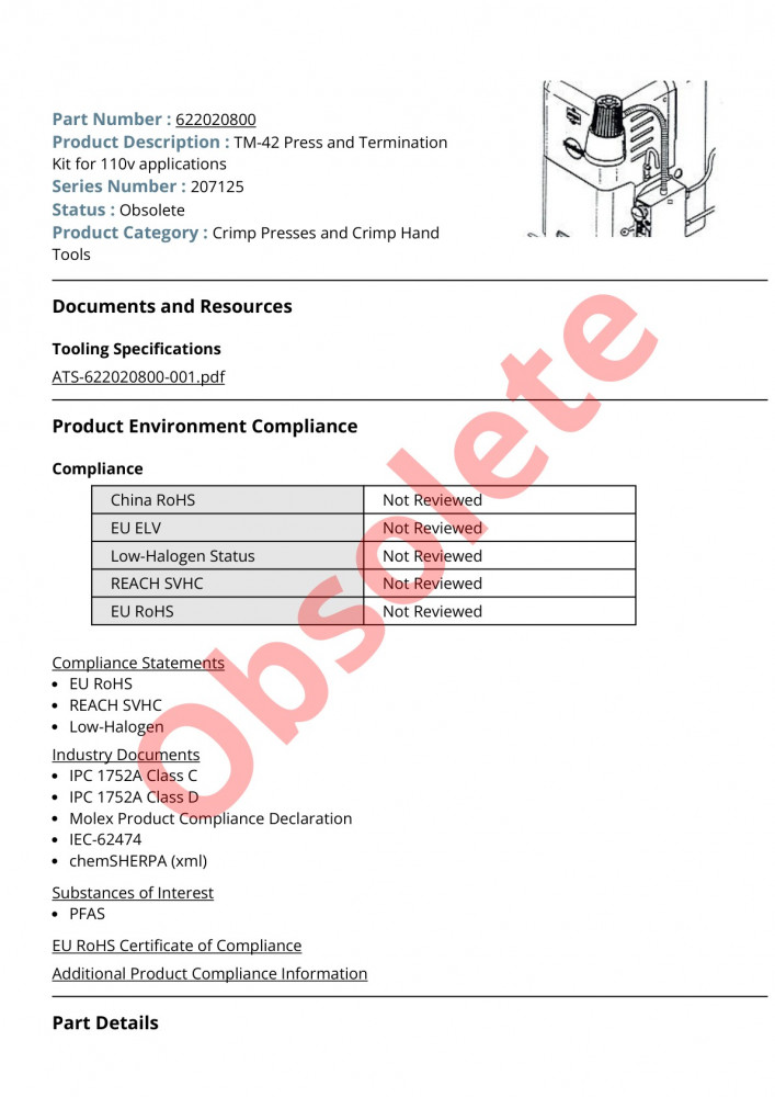 Tooling specification preview, page 1
