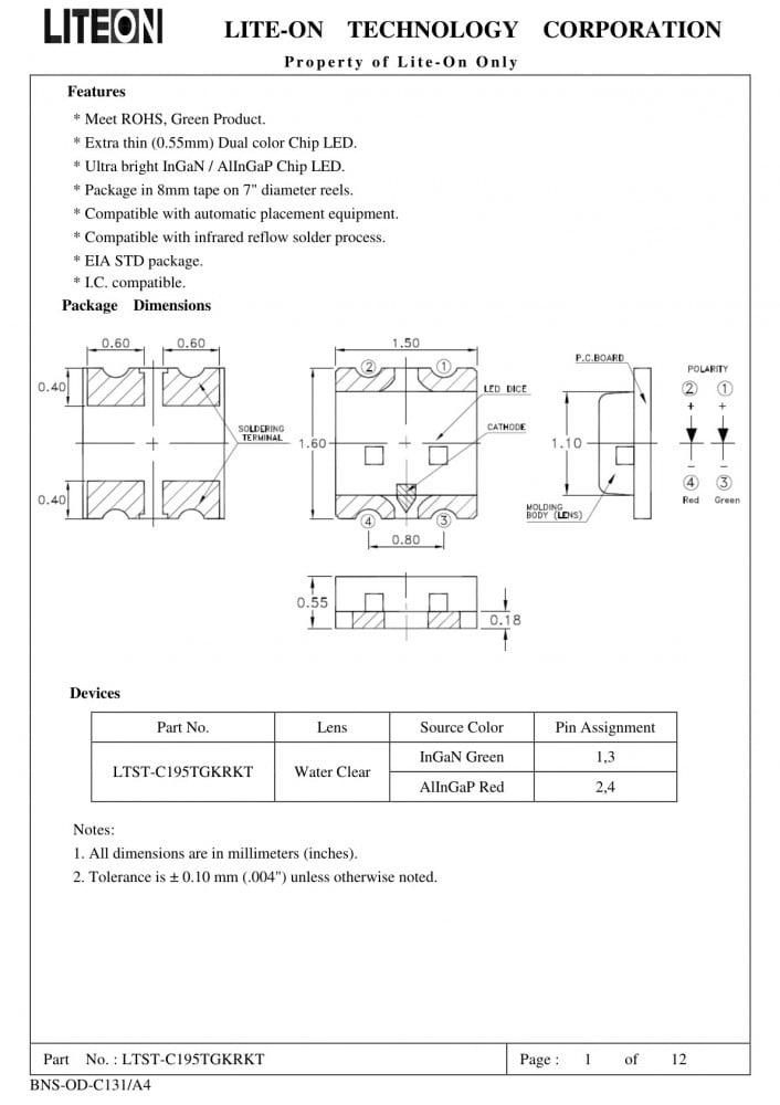 LTST-C195TGKRKT datasheet page 2