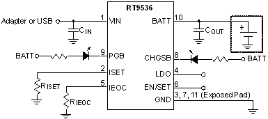 RT9536H - Linear Single Cell Li-Ion Battery Charger IC for Portable Applications