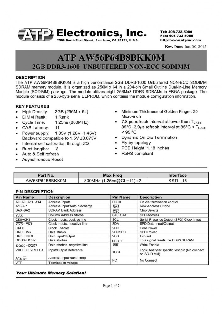 AW56P64B8BKK0M datasheet page 1