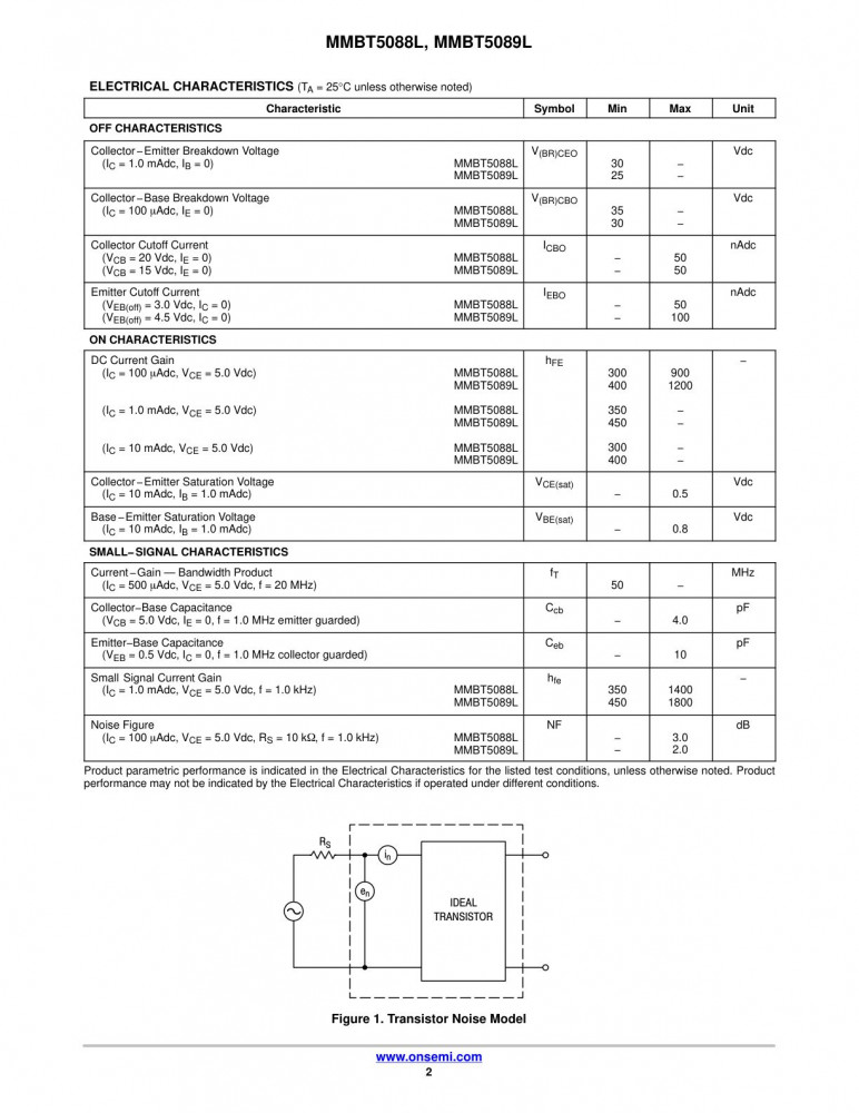 MMBT5089LT1G datasheet page 2
