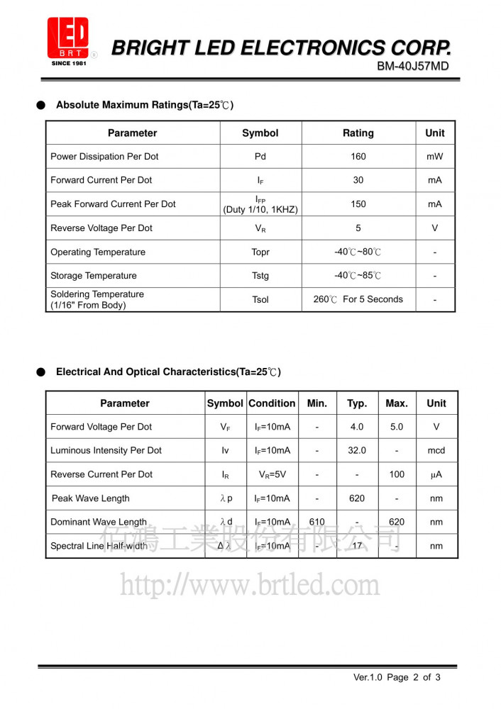 BM-40J57MD technical document page 2