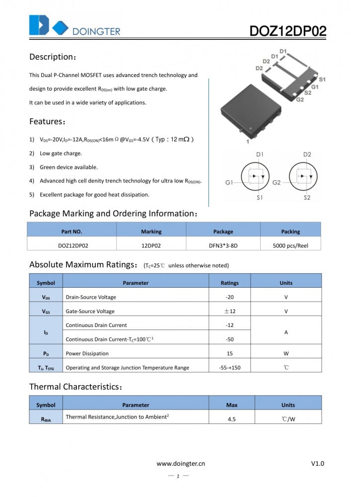 DOZ12DP02 datasheet page 1