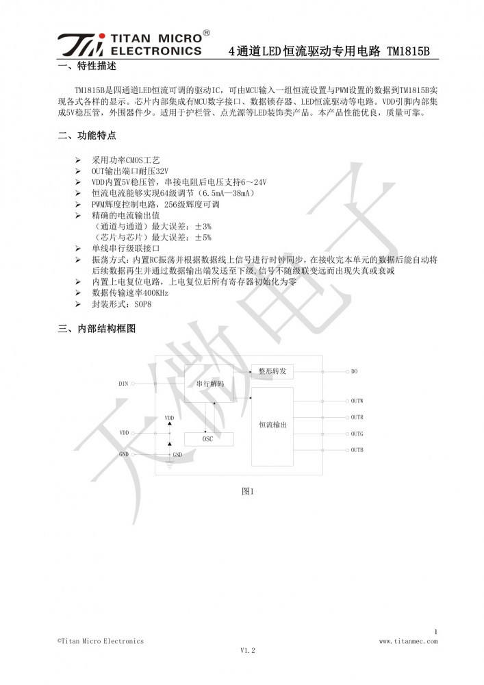 TM1815B datasheet page 1