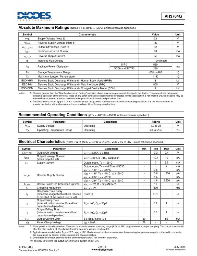AH3764Q datasheet page 3