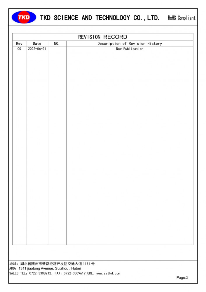 TKD SX20Y025000B51T001 specification page 2